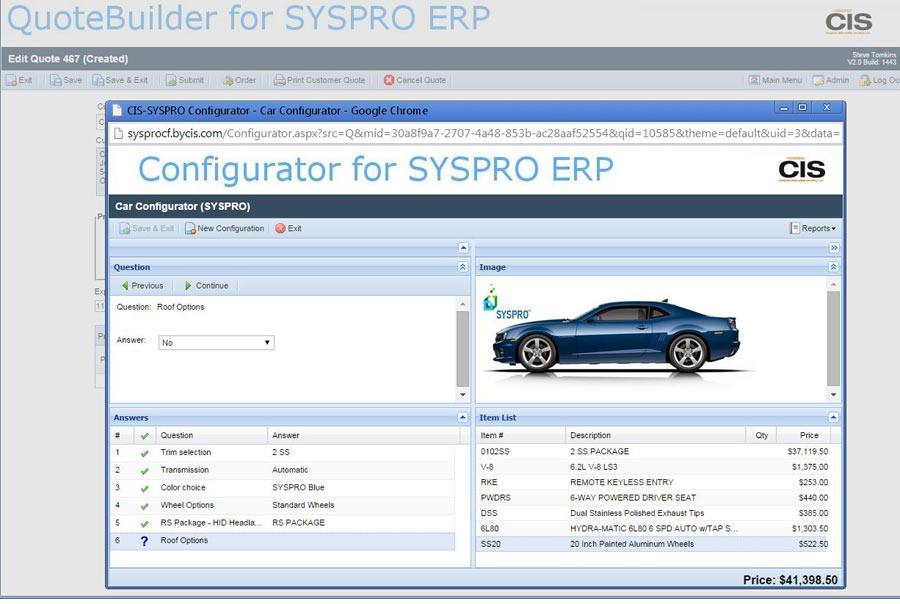 CIS Configurator SYSPRO integrations